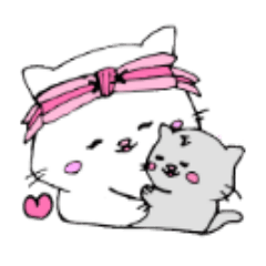 ribbon cat and baby – Stickers LINE | LINE STORE