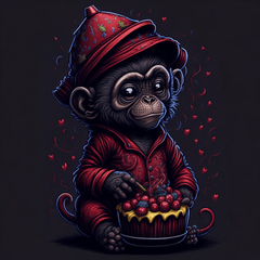 Birthday monkeys - Red - Stiker LINE | LINE STORE