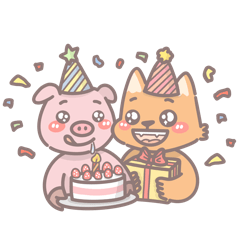 King fox and pig tail(revised version) - Stiker LINE | LINE STORE