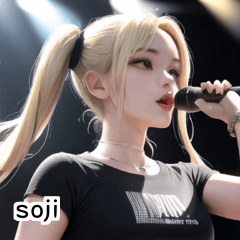 金髮K-POP偶像少女 soji – LINE貼圖 | LINE STORE