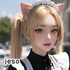 blonde maid cosplay girl jeso – LINE stickers | LINE STORE