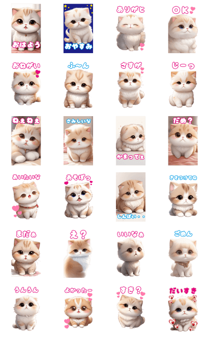 【スタンプ無料GET!】 スコティッシュフォールドたちBIGスタンプ7｜ Stampick! （スタンピック）