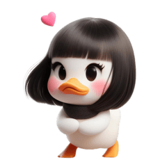 Mako Cute little duck with short hair - LINE スタンプ | LINE STORE