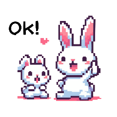 8-bit cute rabbit - Stiker LINE | LINE STORE