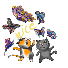 Clumsy three color cat – Stickers LINE | LINE STORE