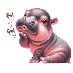 Moo Cute Baby Hippo Za for daily use – LINE stickers | LINE STORE