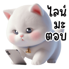 Cute chubby Khao Manee cat – LINE stickers | LINE STORE