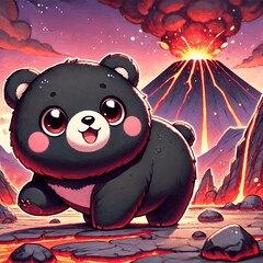 A black bear in a volcano – LINE stickers | LINE STORE