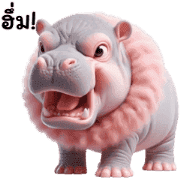 Hippo Wear Puffy Fur Collar:Duk Duk – LINE stickers | LINE STORE