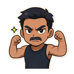 Muscle Mustache Chibi R – LINE stickers | LINE STORE
