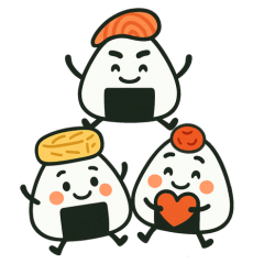 Onigiri Trio: Tasty & Cute – สติกเกอร์ LINE | LINE STORE