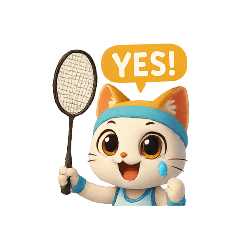 a cute cat's badminton greeting – LINE stickers | LINE STORE