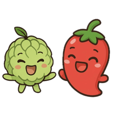 Cute Chili & Custard Apple Stickers – LINE貼圖 | LINE STORE