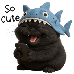 Little Shark Head Black Cat EN – LINE stickers | LINE STORE