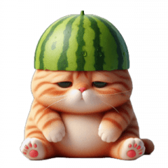 Cool Summer Watermelon Cat, – LINE stickers | LINE STORE