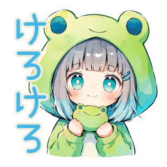Frog Hoodie Girl: Cute Daily Stickers – LINE stickers | LINE STORE