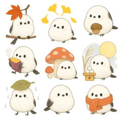 Fluffy Shimaenaga in Autumn – LINE stickers | LINE STORE