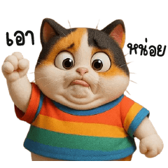 Tricolor cat with colorful shirt – LINE stickers | LINE STORE