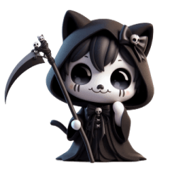 Grim Reaper Cat Your Time Has Come – LINE stickers | LINE STORE