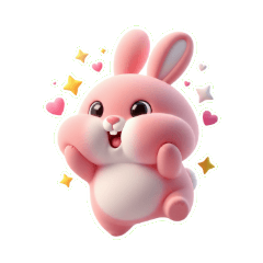 Pink Bunny Overjoyed – LINE stickers | LINE STORE