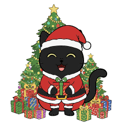 Kud Cute Black Cat Merry Christmas – LINE貼圖 | LINE STORE