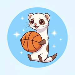 Basketball Ferret! Cute 8 Stickers – LINE貼圖 | LINE STORE