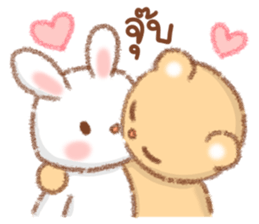 Bear Hug Rabbit Kiss | Yabe-LINE貼圖代購 | 台灣No.1，最便宜高效率的代購網