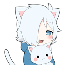 White cat boy sticker | Yabe-LINE貼圖代購 | 台灣No.1，最便宜高效率的代購網