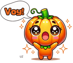 Pumpkin Sticker with UZ Text | Yabe-LINE貼圖代購 | 台灣No.1，最便宜高效率的代購網