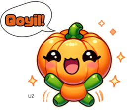 Pumpkin Sticker with UZ Text | Yabe-LINE貼圖代購 | 台灣No.1，最便宜高效率的代購網