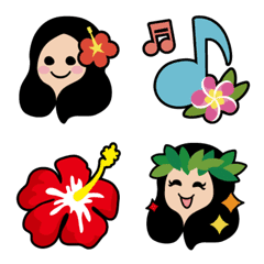 cute hulagirl& Hawaiian – LINE Emoji | LINE STORE