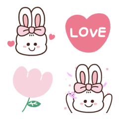 Rabbit likes pink ribbon emoji – LINE Emoji | LINE STORE