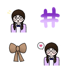 Weird girl with braided hair emoji! – LINE Emoji | LINE STORE