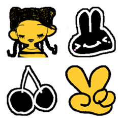 yellow-black emoji-chan – LINE Emoji | LINE STORE
