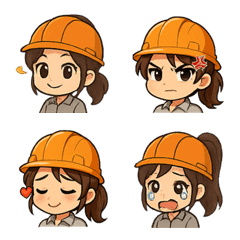Steel Worker - Ponytail Girl - LINE絵文字 | LINE STORE
