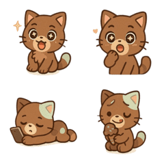 Choco Mint Cat 1 - LINE絵文字 | LINE STORE