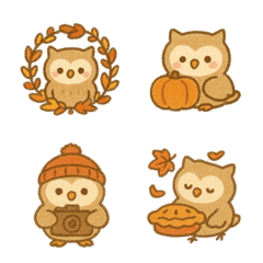 Warm Fall Owls – LINE Emoji | LINE STORE