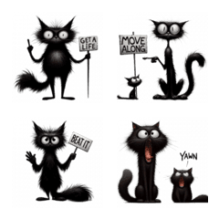 Kucing Hitam Berantakan Lucu Meltdown, – Emotikon LINE | LINE STORE