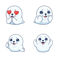 Emoji Anjing Laut Harpa Imut & Bulat – Emotikon LINE | LINE STORE