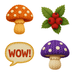 Mushroom & Embroidery Emoji – LINE Emoji | LINE STORE