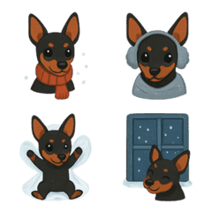 Miniature Pinscher in Winter – LINE Emoji | LINE STORE