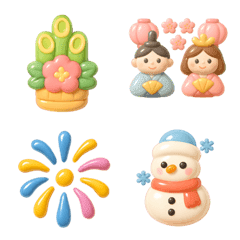 Year-Round Festive Puffy Emoji | Yabe-LINE貼圖代購 | 台灣No.1，最便宜高效率的代購網