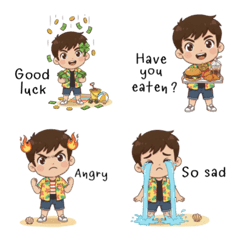 Boy Daily Chat Summer English wording – LINE Emoji | LINE STORE